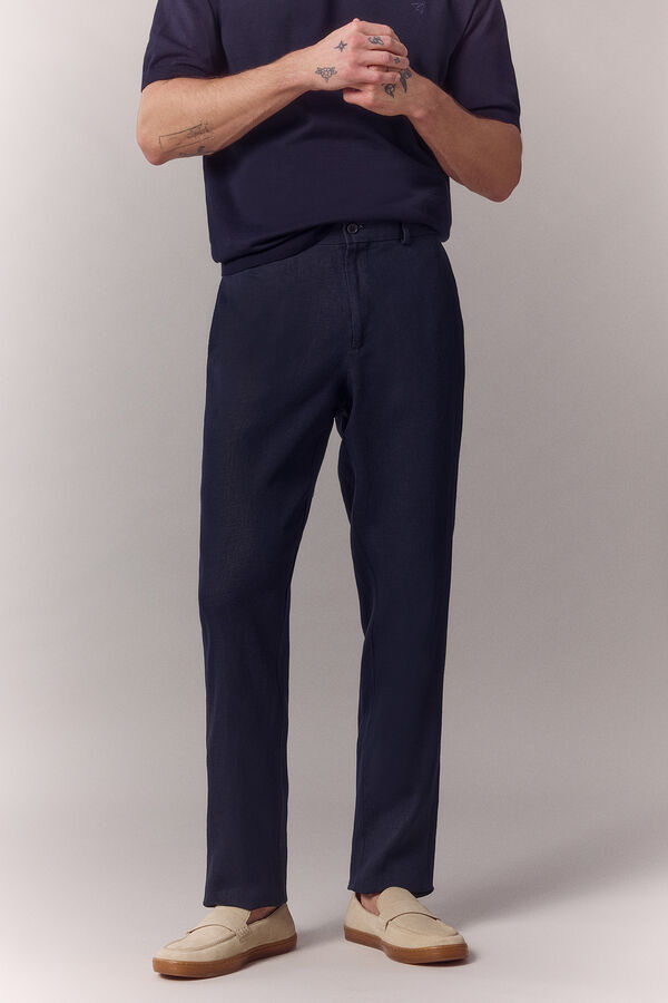 Calça de fato coordenado em linho | Calças para homem | SPF