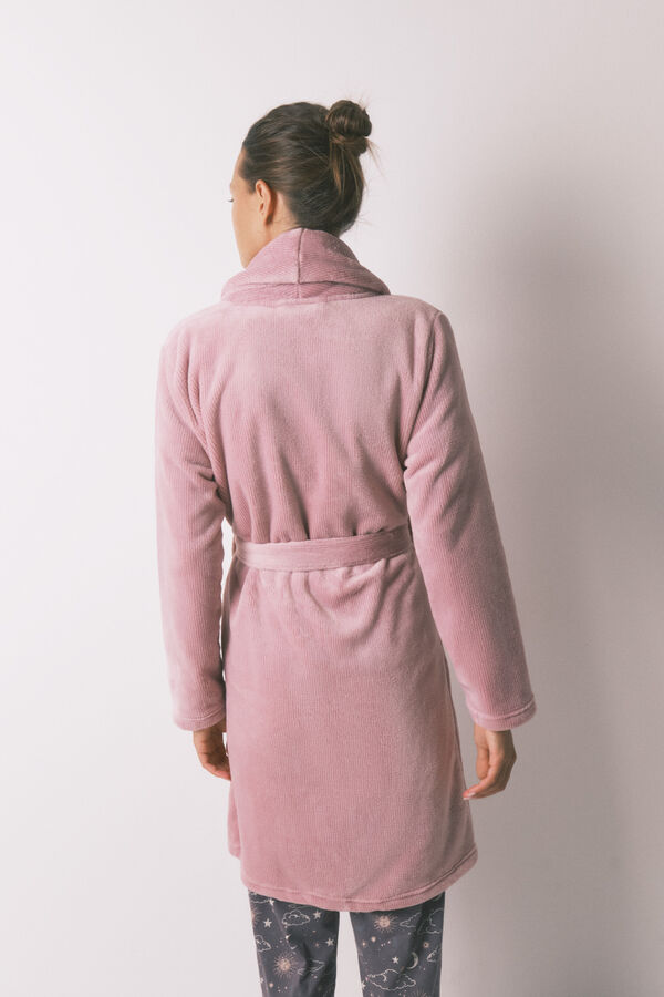 Robe midi de lã polar rosa | Robes para mulher | SPF