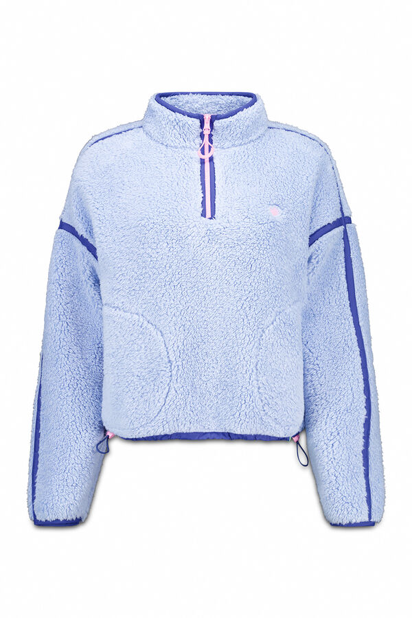 Sweatshirt de borrego azul suave com logo | Sweatshirts para ...