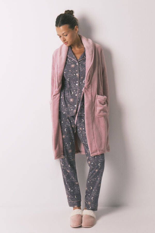 Robe midi de lã polar rosa | Robes para mulher | SPF