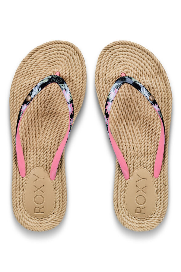 Chinelo tira tropical de ráfia | Sandálias de mulher | SPF