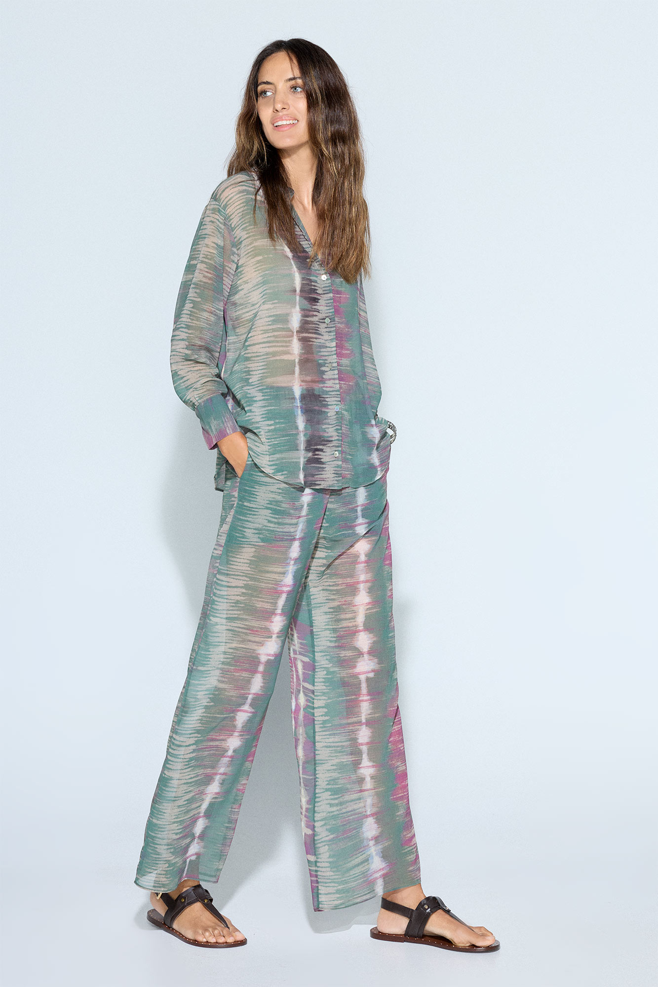 Pantalón fluido estampado | Pantalones de mujer | SPF