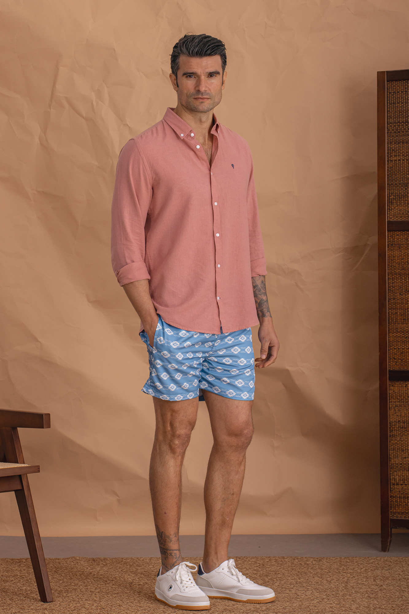 Maiô estampado azul claro | Fatos de banho de homem | SPF