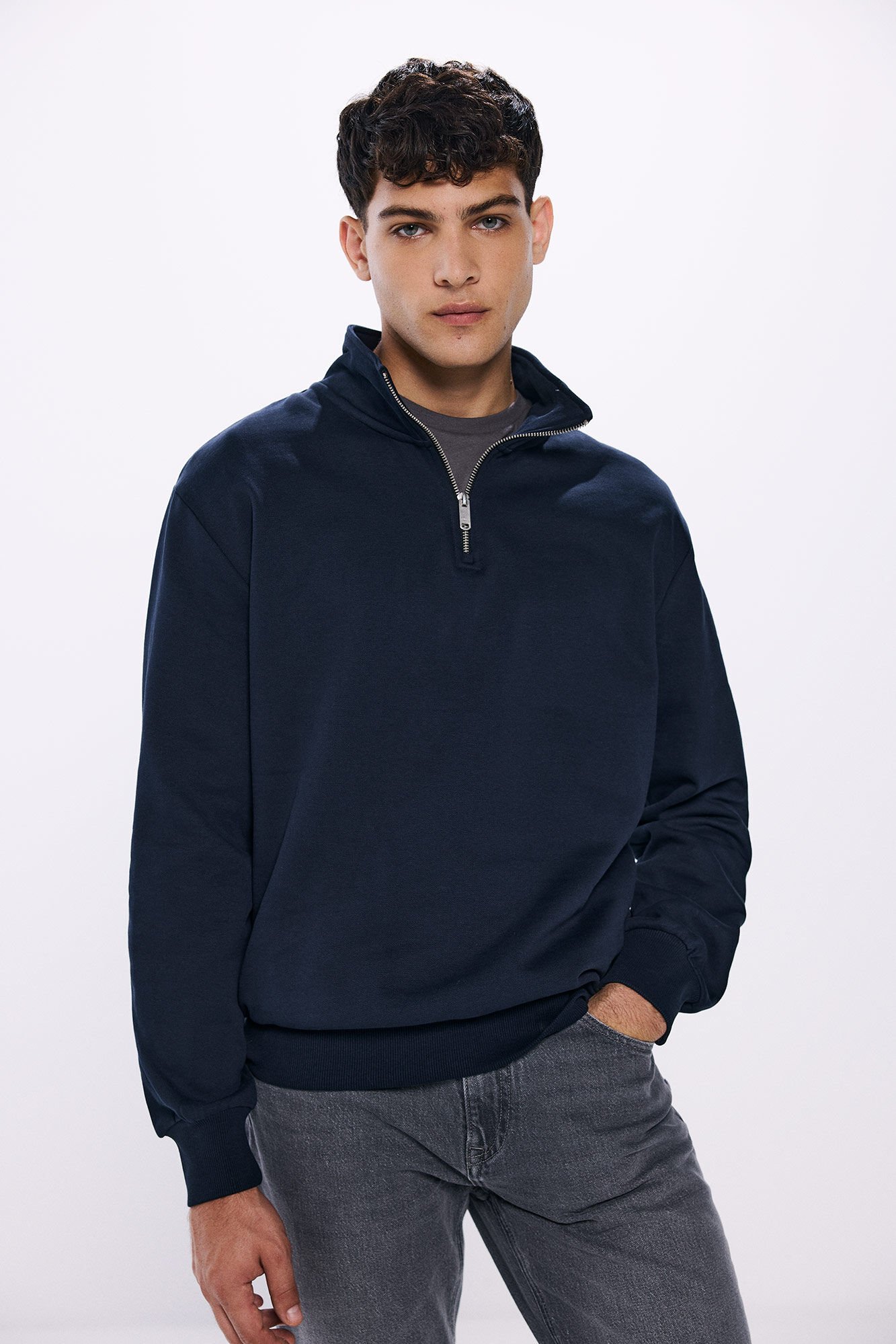 Sweatshirt básico com gola trucker | Sweatshirts de homem | SPF