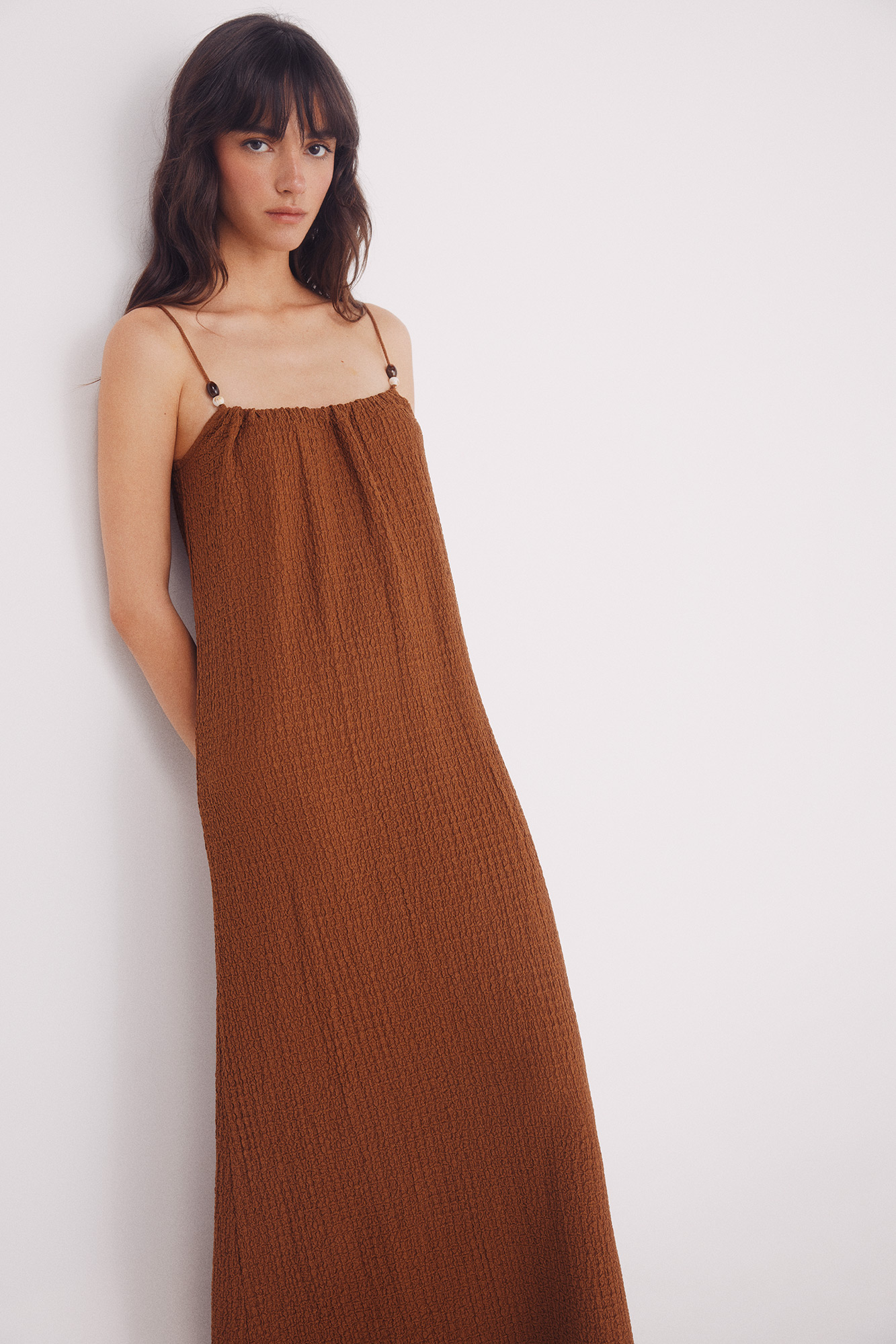 Vestido midi tirantes bolitas | Vestidos de mujer | SPF