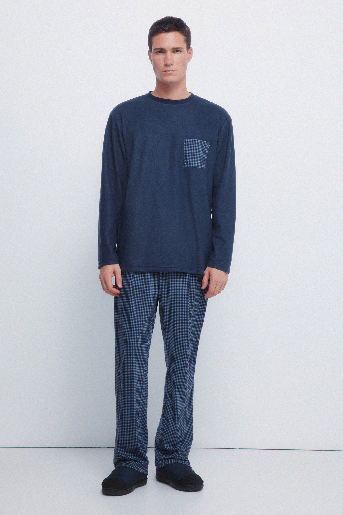 Conjunto de pijama comprido azul quente | Pijamas de homem | SPF