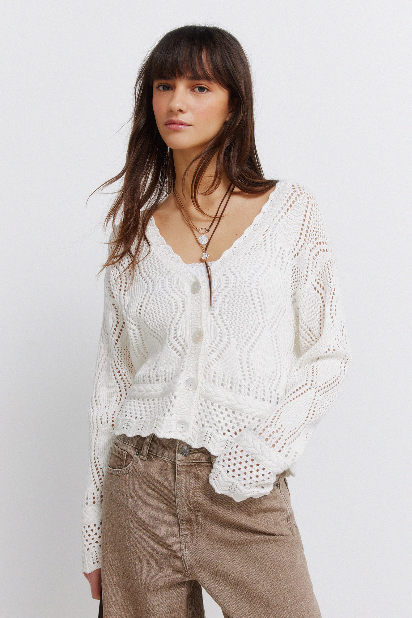 Cardigan pointelle | Cárdigans de Mujer | SPF