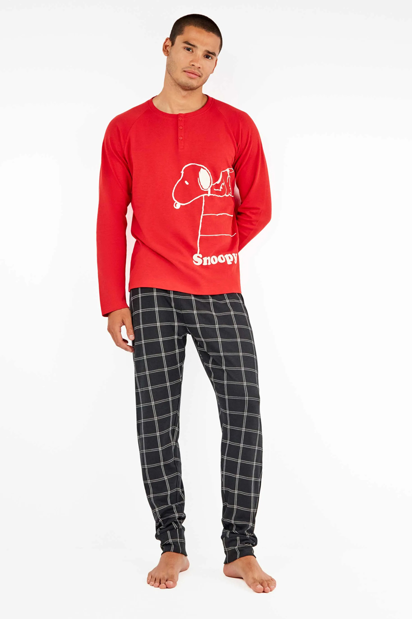 Conjunto de pijama masculino de malha interlock do Snoopy | Pijamas de ...